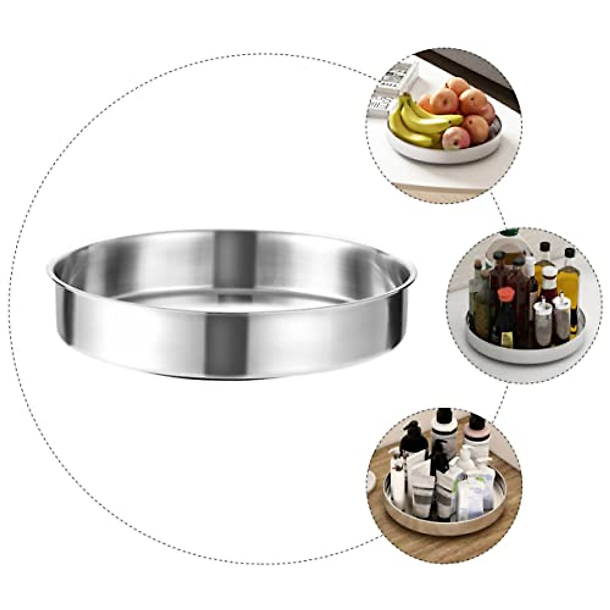 HAKIDZEL 1pc Box Carousel Seasoning Organizer Fridge Rotating Tray Pantry can Organizer Rotating Rack Cosmetic containers Rotatable Spice Tray Stainless Steel Turntable to Rotate Tableware