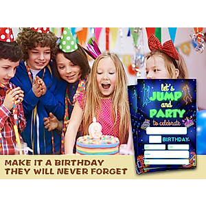 ONDTOM Jump Trampoline Birthday Party Invitations With Envelopes(4" x 6")- 20 Pack - Bounce House Party Invites-c06