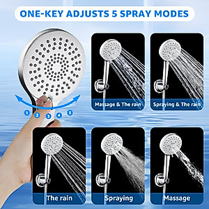 WaterSong Shower Head with Handheld, 3 Spray Mode High Pressure Handheld Shower Head with 79" Extra Long Stainless Steel Hose & Adjustable Bracket, Brushed Nickel