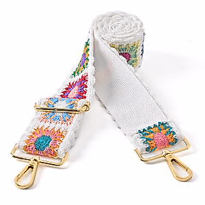 PAXMATE Purse Strap Replacement Crossbody Handbag Guitar Strap Purse Shoulder Strap Adjustable Crochet Flower Bag Strap