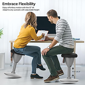 QIGEEKU Adjustable Standing Desk Chair, Ergonomic Wobble Stool Standing Desk Stool, Encourage Good Posture, Height Adjustable Stool 19-27", Non-Slip Base, Active Chairs for Adults
