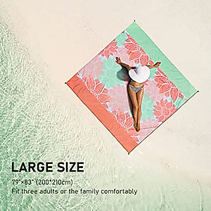 HIHOHO Beach Blanket Waterproof Sandproof Extra Large Beach Mat 79" X 83"/120"x108"for 1-8 Adults Quick Drying Durable Outdoor Picnic Mat for Beach Travel Camping Hiking