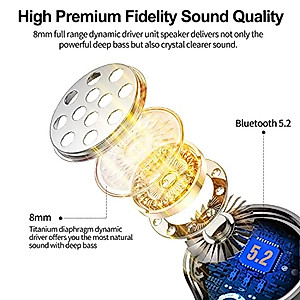 kurdene Bluetooth 5.2 Wireless Earbuds, S8 Mini [Small Ear] [Deep Bass Sound] 30H Playtime Call Clear Waterproof Earphones with Microphone in-Ear Headphones Comfortable for iPhone Android Sports