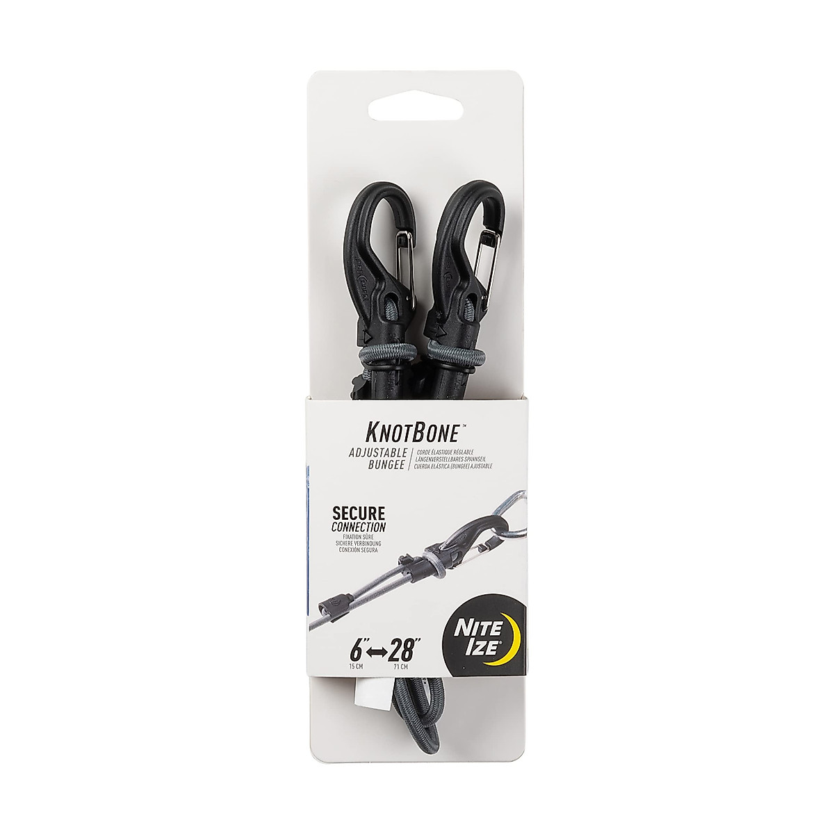 Nite IZE KnotBone Adjustable Bungee - Cord with Carabiner Clip Ends & Adjustable Length - 5mm Cord - Length of 6" to 28" - Size 5