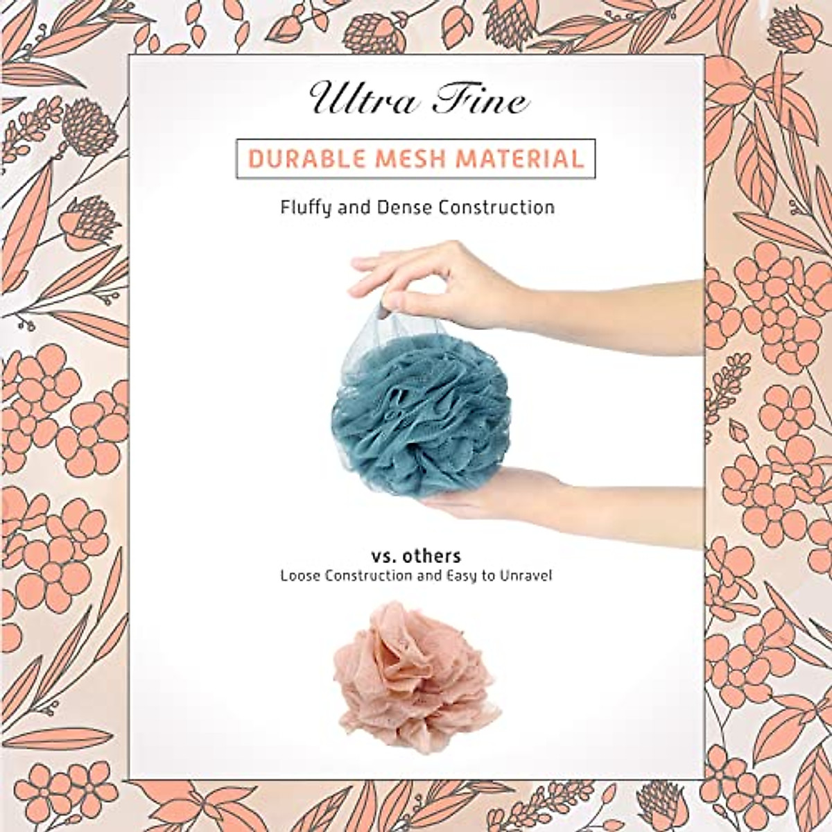 Spongentle Deep Cleansing Loofah Sponge, Pack of 4, Bath and Shower, Exfoliating Body Scrubber, Gorgeous Colors for Women and Men