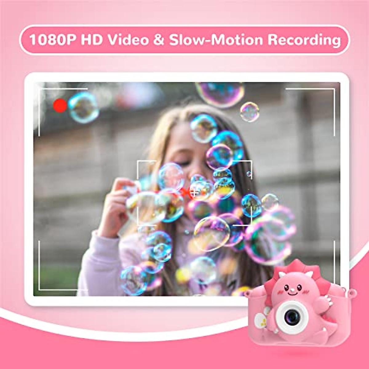 Kids Camera for Girls and Boys, HiMont Digital Camera for Kids with 32GB TF Card, 1080P Toddler Camera & Selfie Video Camera Suitable for Birthday & Christmas Toy Gift for Kids Age 3-10 (Pink)