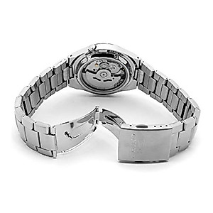 Seiko Men's 5' Japanese Automatic Stainless Steel Casual Watch, Color: Black dial (Model: SNK617)