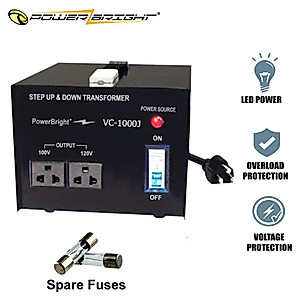 PowerBright Japanese Voltage Transformer, 100 Watts Max Output Step Up Step Down Japan Converter for 120 Volt and 100V Countries, Convert from 120V to 100V and 100V to 120V, Universal Outlet Socket