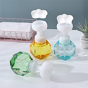RONRONS 2 Pieces 300ml Flower Shape Foam Bottle Dispenser Empty Foaming Hand Soap Pump Bottles Plastic Refillable Cosmetic Containers Facial Cleanser Shampoo Shower Tube Packaging Holder, 10.14oz