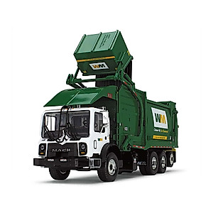 Mack TerraPro Waste Management Refuse Garbage Truck with Heil Half/Pack Freedom Front End Loader and CNG Tailgate White and Green with Garbage Bin 1/34 Diecast Model by First Gear 10-4006D
