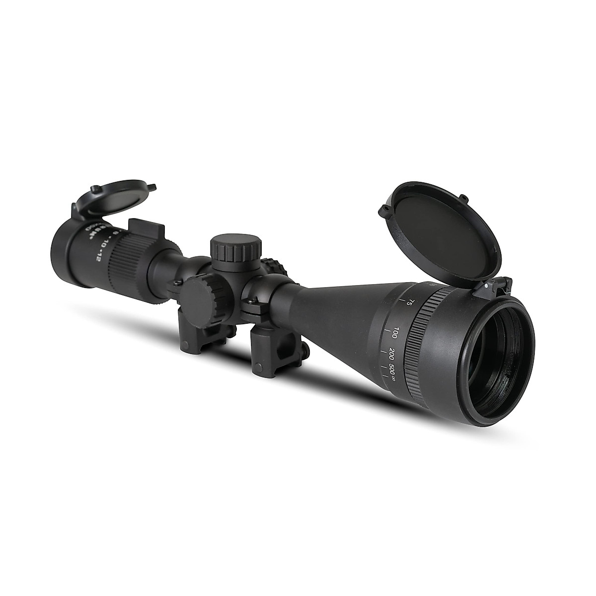 Monstrum Guardian 4-12x50 AO Rifle Scope with Parallax Adjustment | Black | Monstrum Rifle Scope Level Bubble | 1 inch Diameter | Bundle