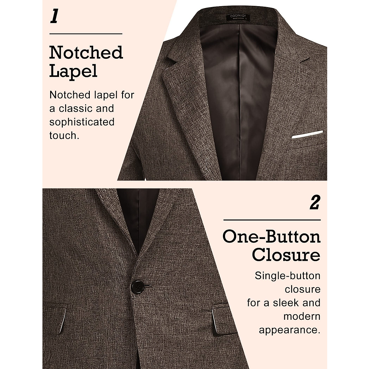 COOFANDY Brown Sports Coat Men Slim Fit Premium Stylish Suit Coat Jacket Modern Business Blazers (Brown M)