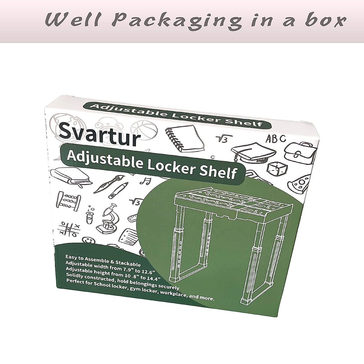 Locker Shelf for School Locker Adjustable Height and Width, Locker Organizer Shelf Stackable Locker Tools for Gym Lockers, Office, Back to School Essentials, Black