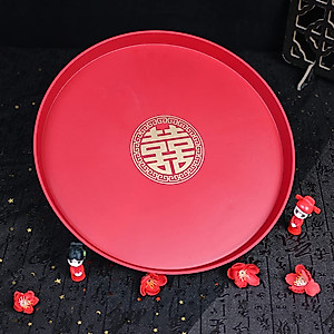 Tofficu 3 Pcs Wedding Tray Cupcake Toppers Red Wedding Plates Decoraciones para Salas De Casa New Year Party Plate Red Candy Serving Tray Food Decor Chic Storage Plate Salad Plate Dessert
