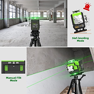 Huepar 4x360° Laser Level Self Leveling 4D Green Beam Bluetooth Connectivity Laser Tool-360 Horizontal&Vertical Laser Lines, Remote Control, Li-ion Battery, Hard Case, Magnetic Bracket Included -P04CG