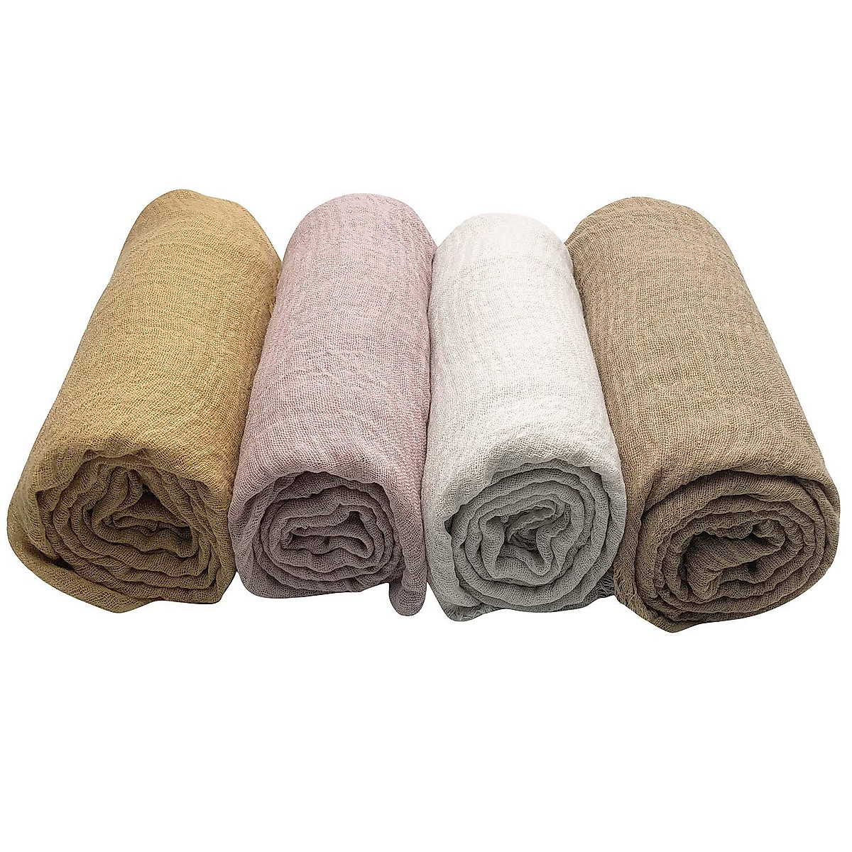 MANSHU 4PCS Women Soft Cotton Scarf Shawl Long Scarf, Scarf and Wrap, Big Head Scarf.
