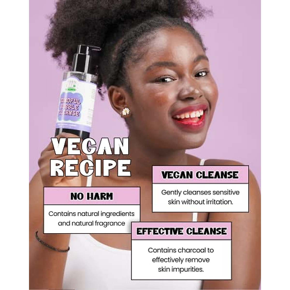 CHASIN' RABBITS Mindful Bubble Cleanse | Vegan All In One Face to Body Bubble Cleanser | Pore Purifying with Charcoal face wash for mens, For Oily Skin | 200mL/6.76 fl. oz