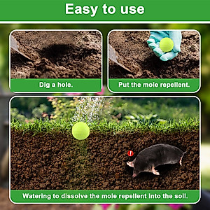 12pack Mole Repellent, Gopher Repellent, Vole Repellent, Powerful Mole Repellent for Lawn Garden Yard Outdoor, Snake Repellent, Groundhog Repellent, Armadillo Repellent, Mole Deterrent