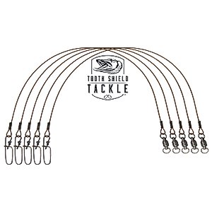 Tooth Shield Tackle 5 Pack 175 lb 6" Premium 49 Strand Wire Musky Leaders Muskie Pike Leader Ball Bearing Swivel Stay-Lok Snap