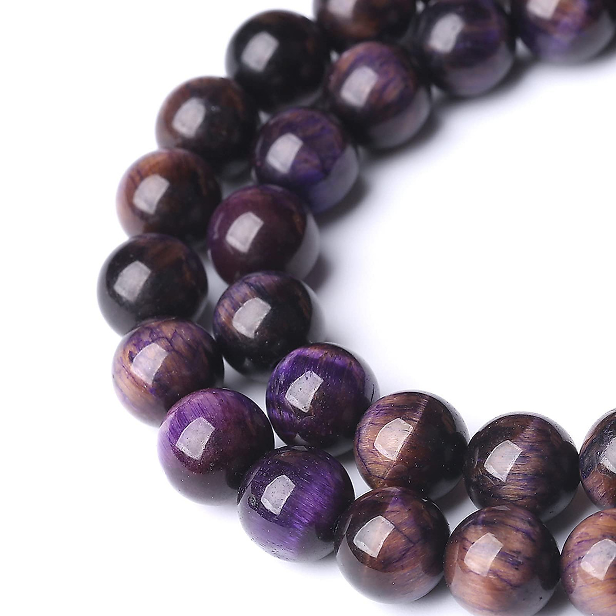 Natural Purple Tiger Eye Beads Round Loose Stone Beads Energy Gemstone Healing Power for Jewelry Making 1 Strand 10mm 38pcs