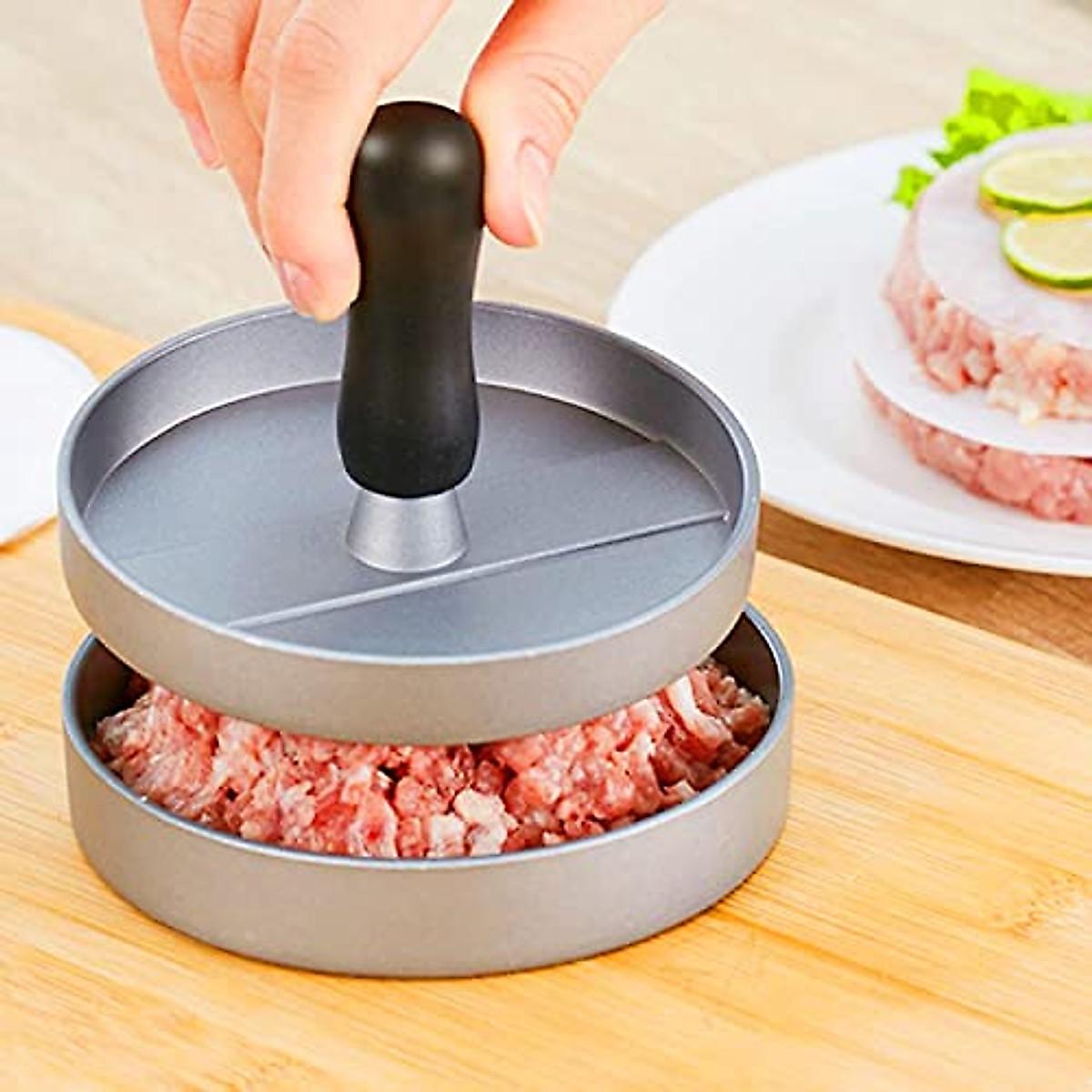 GPYG Hamburger Press, Burger Press Patty Maker with 100 Sheets Wax Paper, Non Stick Hamburger Press Patty Maker, Meat Beef Cheese Veggie Burger Patties Maker, Kitchen Gadgets