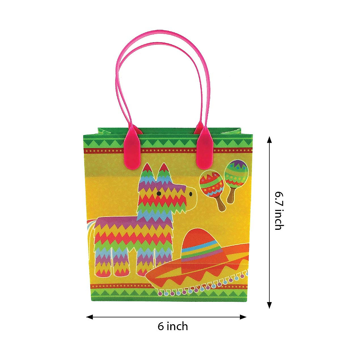 TINYMILLS Fiesta Themed Party Favor Bags Treat Bags, 12 Pack