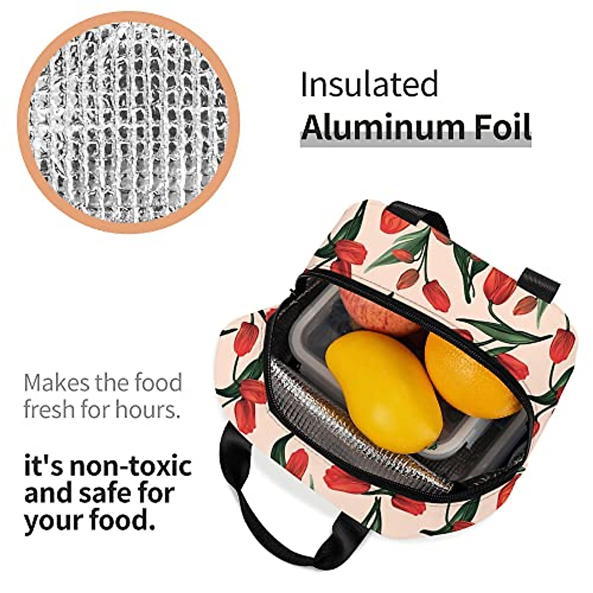 Fubido Zombie Halloween Theme, Insulated Lunch Box Tote Bag for Women Adult Men,Dead Man Walking in Danger Scary Scene,Reusable Leakproof Lunch Bags for Work Office Picnic or Travel,Red Sepia