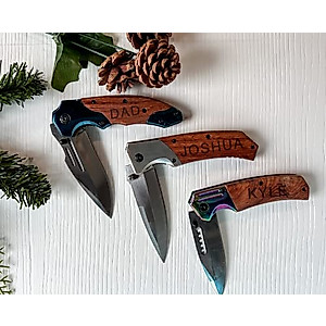 Pocket Knife Gifts For Men Stainless Steel 5" Blade With Ultra-Secure & Comfortable Belt Clip Personalized Engraved Knive for Everyday Carry, Groomsmen Camping Birthday Father's Day Or A Gift For Your Guys - This Knife Is The Perfect Choice (Knife NOT Eng