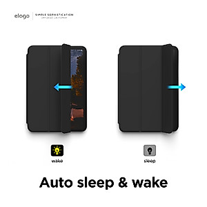 elago Smart Folio Case Compatible with iPad Mini 8.3 inch 6th Generation 2021, Protective Smart Cover Case, Compatible with Apple Pencil and elago’s Pencil case, Slim Design, Auto Wake/Sleep - Black