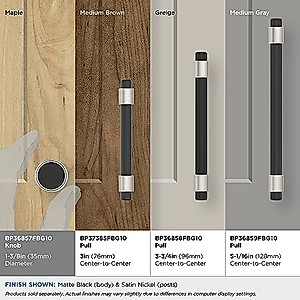 Amerock | Cabinet Knob | Matte Black/Satin Nickel | 1-3/8 inch (35 mm) Diameter | Mergence | 1 Pack | Drawer Knob | Cabinet Hardware