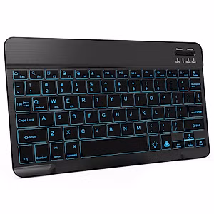 7 Color Backlit Bluetooth Keyboard for iPad 10th 9th Gen, iPad Pro M4 13 12.9 11 inch, iPad Air M2 5th 4th Generation, iPad Mini iPhone Slim Rechargeable Android Tablet Phone Wireless Keyboard (White)