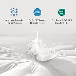 Martha Stewart Mattress Topper King Size - 3 Inch Feather Bed 100% Cotton Cover Fabric- All Seasons Fluffy White Mattress Pad Feather Topper Relieve Back Pain for Bedroom