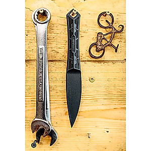 Kershaw Interval Fixed Blade Knife, 3.5 inch Blade Made with PA-66 Nylon, Blunt Edge with Sharp Point, Project Atom, Black