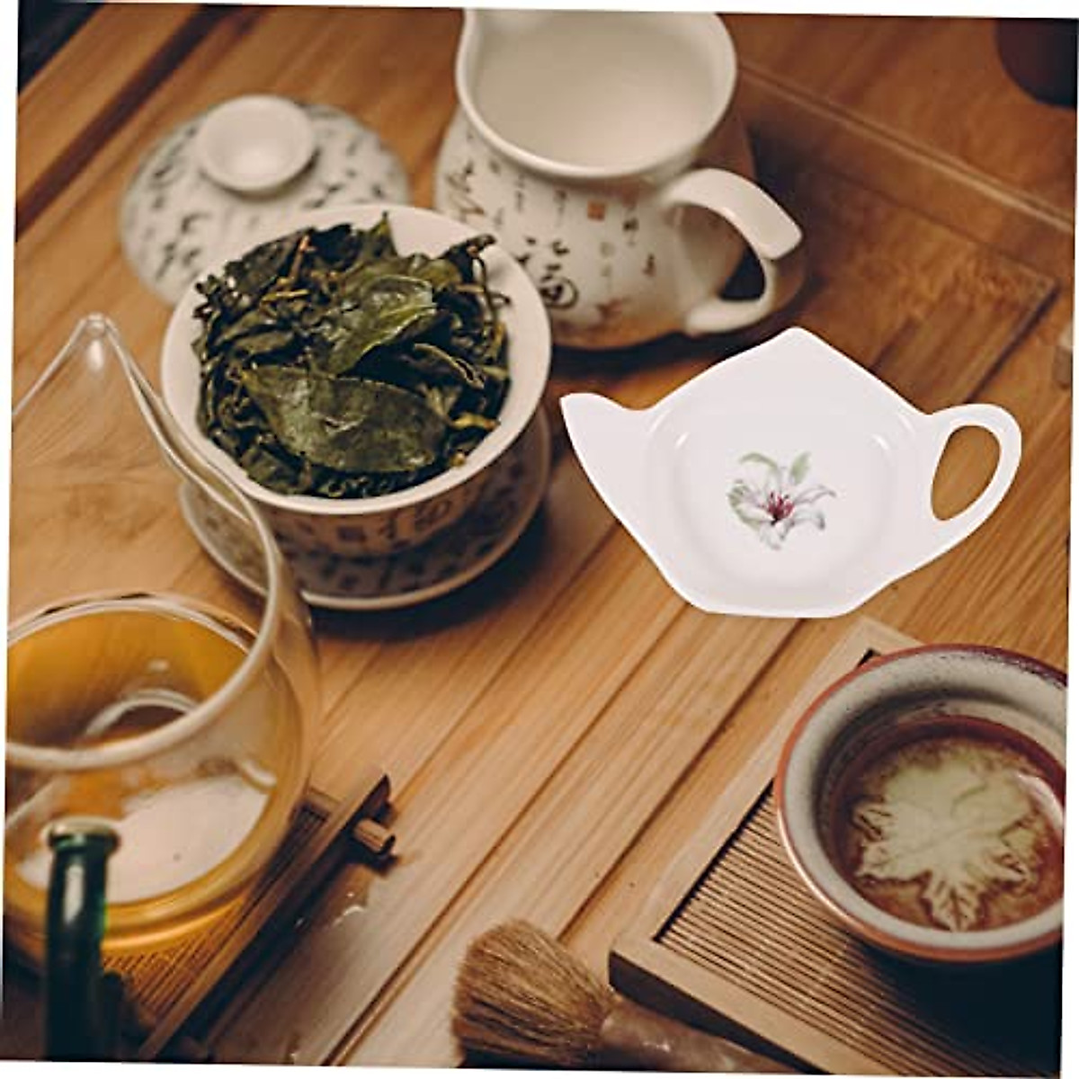 YARNOW 4pcs Ceramic Tea Bag Saucer Coffee Decor Accessory Tray Gift Containers Teabags Organizer Seasoning Dish Tea Bag Resting Caddy Home Supplies Tea Holder for Tea Bags Tea Bag Coaster