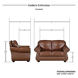 Lexicon Guthrie Leather Match Living Room Loveseat, Camel Brown