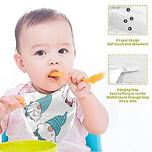 WIFIU Cute Gnomes Blue Burp Cloths for Boys Girls Pink Gift Sugar Baby Muslin Washcloths Newborn Soft Absorbent Face Bath Towel Kids Wash Cloth 12x12 Inch,3 Pack