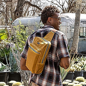 Kolo Derby Shoulder Sling Bag, Cross-Body Shoulder Strap, Organic Waxed Cotton Canvas, Ochre