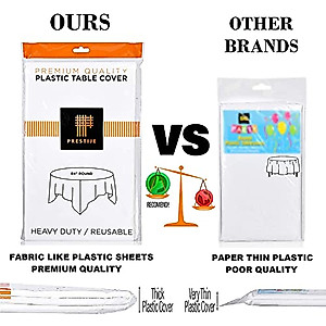 Plastic RoundTablecloth - Round Premium Disposable Tablecloths, Plastic Tablecloth Round - Round Table Disposable Table Cloth, Round Tablecloths 84 Inches, (6 Pack)