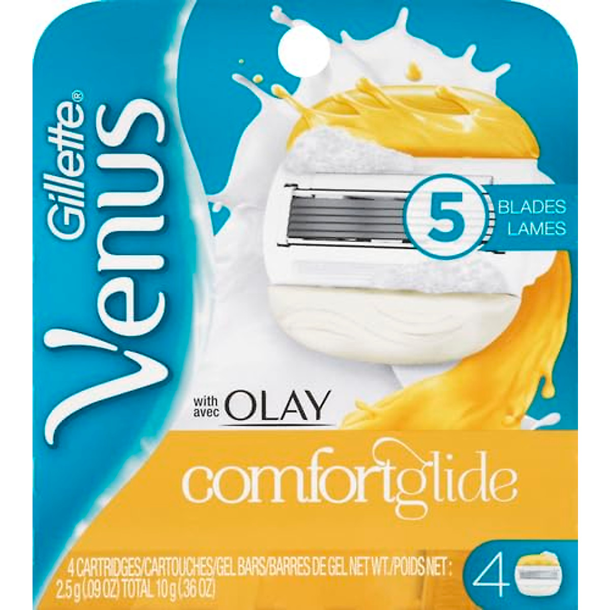 Gillette Venus with Olay Comfortglide Women's Razor Blade Refills, 4 Count, Womens Razors / Blades