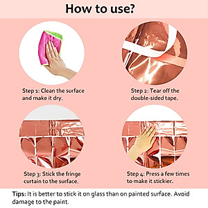 2 Packs 3.3x6.6 Feet Foil Fringe Curtains, UNIIDECO Metallic Rose Gold Birthday Square Sequin Tinsel Photobooth Photo Backdrop, Bridal Wedding Engagement Bachelorette Party Decorations Streamers