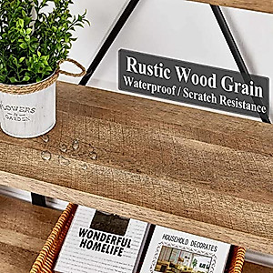 FATORRI Bookshelf and Coffee Table for Living Room (Rustic Oak)