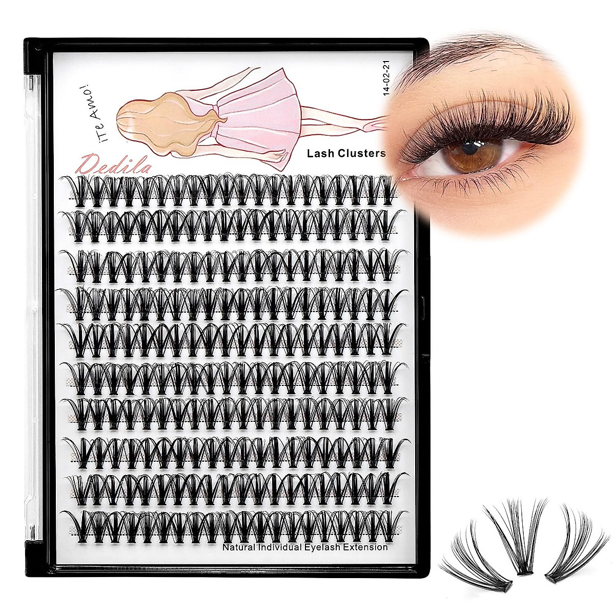 Dedila 8-22mm to Choose 20D/40D/60D/80D/100D Individual False Eyelashes Makeup Cluster Eyelashes Thickness 0.07mm D Curl Natural long Black Soft 3D Eye Lashes Extensions (20D-13mm)
