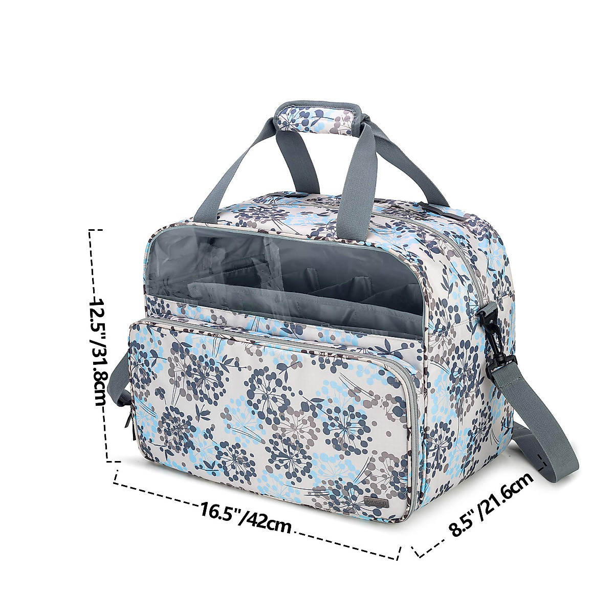 Teamoy Knitting Tote with Inner Dividers for WIP, Yarn Skeins and Knitting Accessories, Yarn Storage Bag with Front Clear Window, Dandelion(Patent Design)