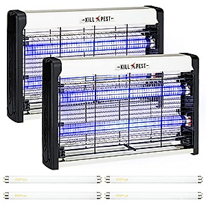 Electric Bug Zapper Indoor Insect Killer with Replacements Bulbs 20W Blue Light Powerful 2800V Attract Fly and Mosquito Traps with Circuit No Load Protection Outdoor Plug in Pest Control (2 Pcs)
