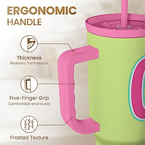 SANDJEST Monogrammed Tumbler with Handle 40oz, Letter C Tumblers Coffee Travel Cup with Straw, Personalized Monogram Initial Gifts for Women Girls, Customized Gifts for Christmas Birthday Mothers Day