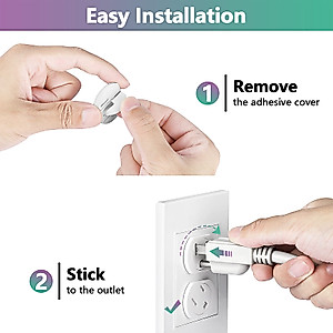 Outlet Covers (28 Pack) Self-Closing Child Proof Socket Covers 3-Prong Swivel Outlet Plug Covers Upgraded Adhesive Installation Comes with Extra Sticker Electrical Outlet Protectors for Baby