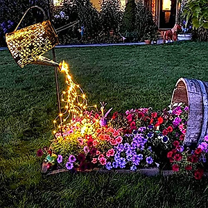 SunKite Solar Watering Can Lights with LEDs, Retro Hanging Lantern Lights, Waterproof Decor for Outdoor,Yard,Pathway,Patio,Garden,Lawn,Flower Bed with 36 inch Shepherd Hook (Warm White)