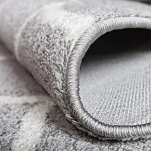 Unique Loom Trellis Frieze Collection Area Rug - Rounded (4' 1" x 6' 1", Light Gray/ Ivory)