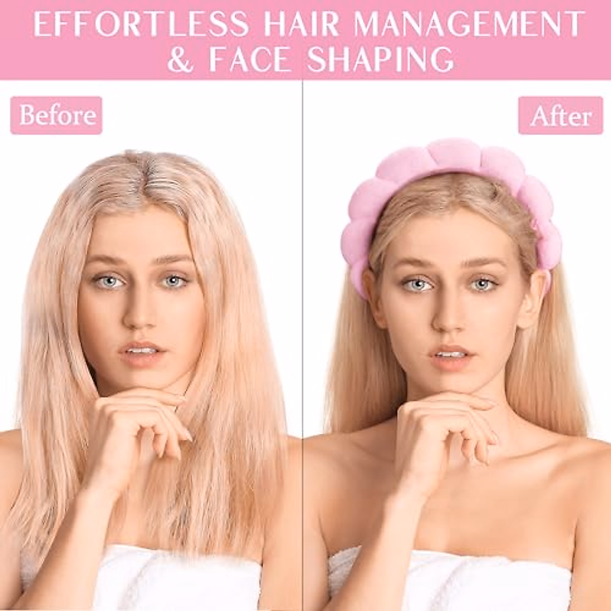 ERHIRY Spa Headband for Washing Face, Makeup Headband and Wristband Set - Pink (3 Count Silk and Flannel Materials, Absorbs Water, Hand-Washable, For Women Adults)