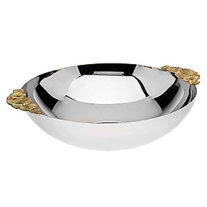 Godinger Salad Bowl, Serving Bowl, Soup Bowl, Dinner Bowl With Gold Handles 13X12